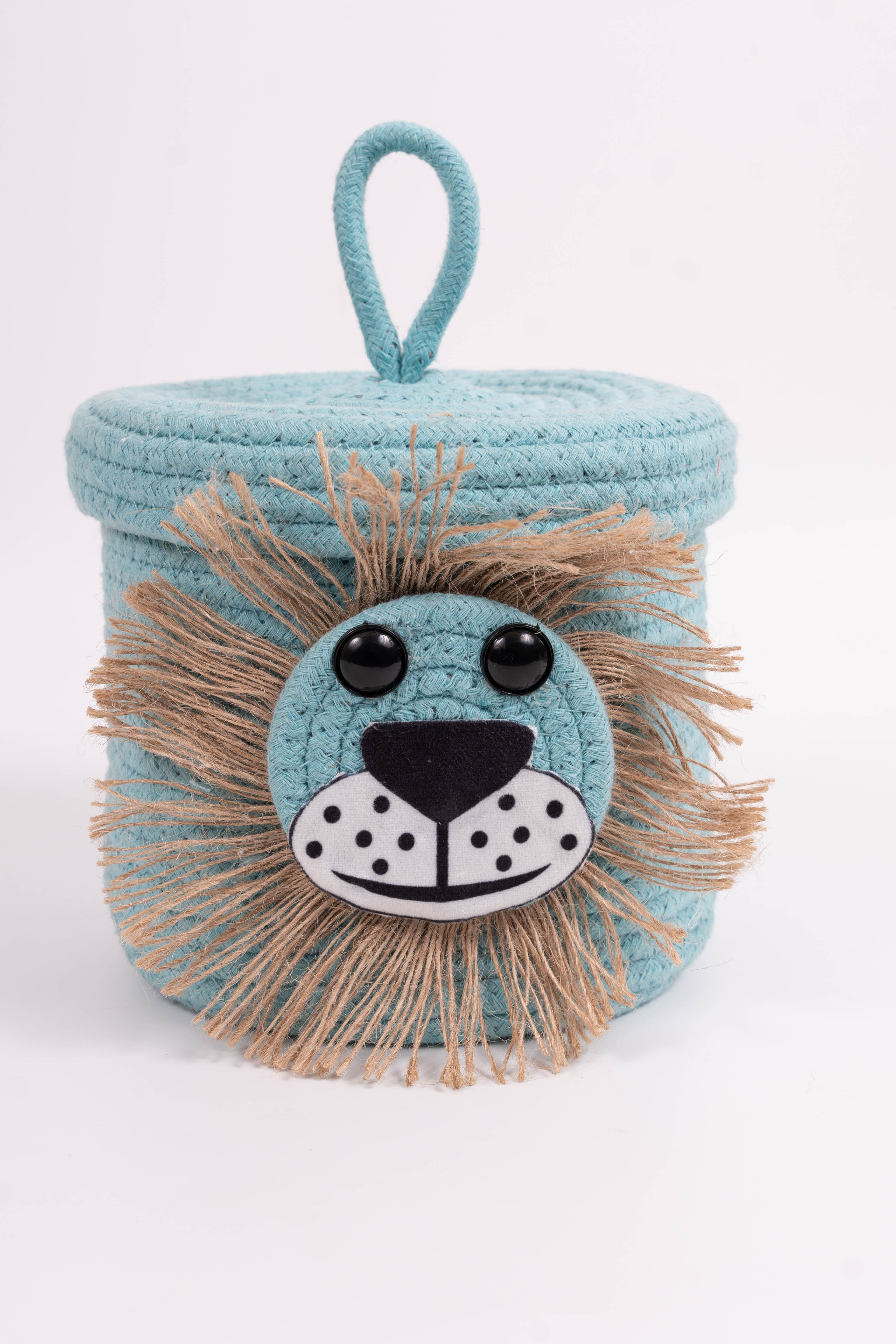Buy Cotton Kids Storage Basket – Cute Lion Blue | Ecovians
