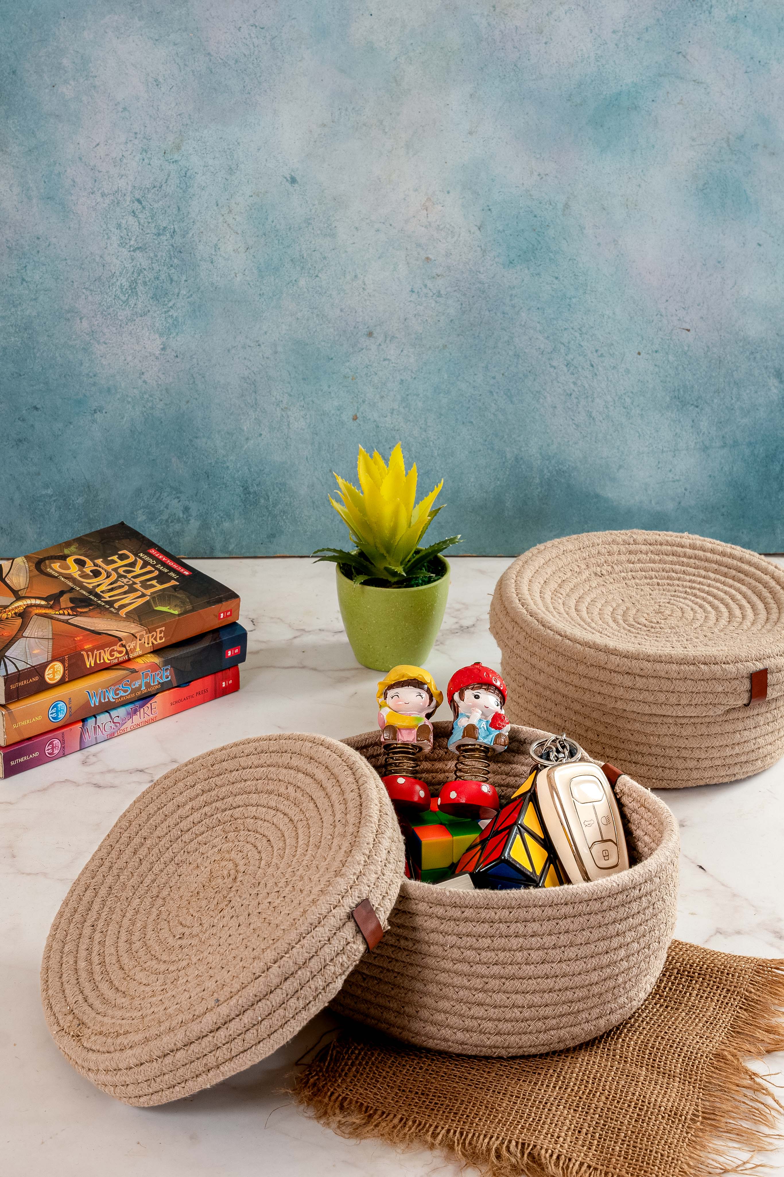 Cotton Basket with Lid – Handwoven Natural Storage Basket for Corporate ...