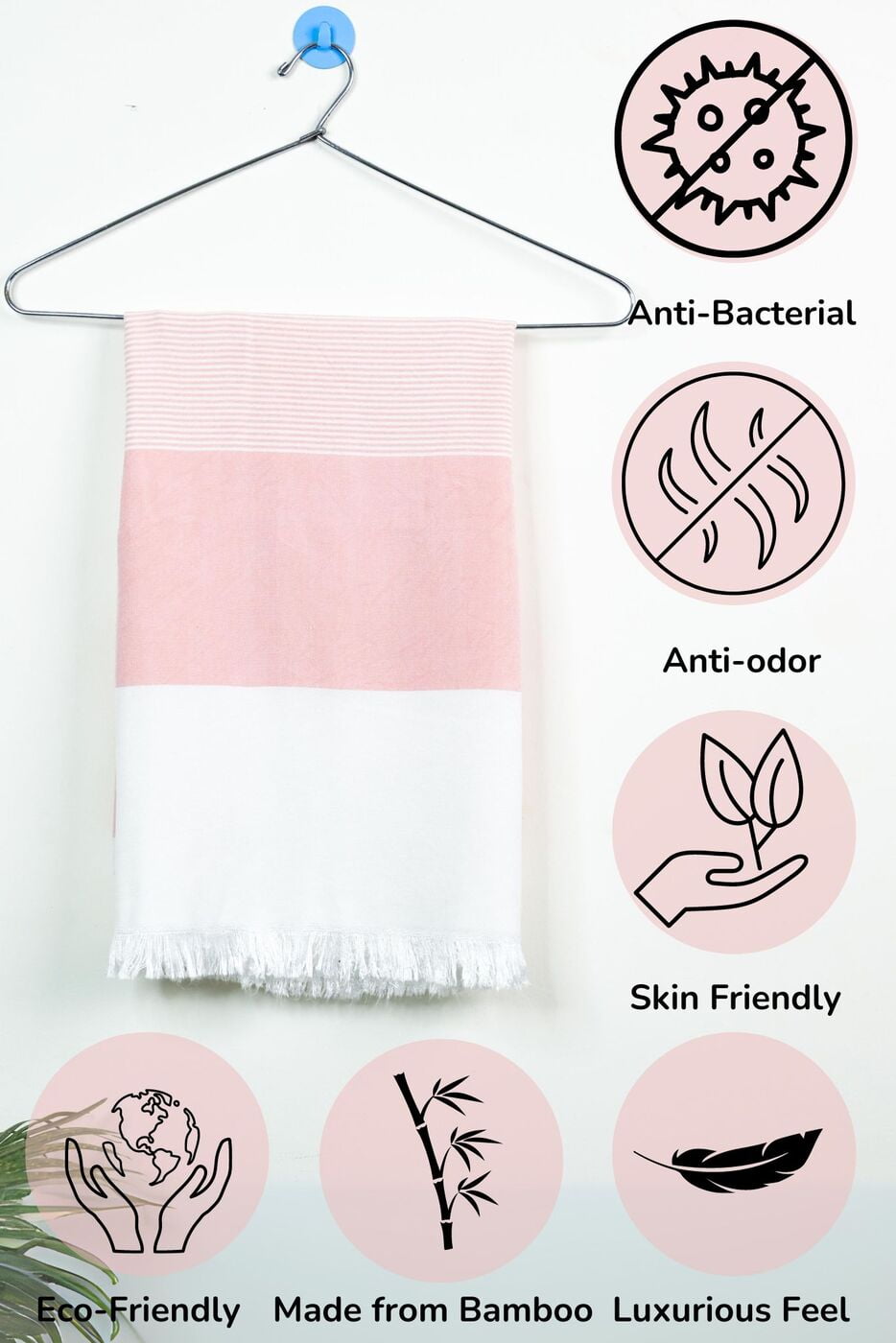 Thin Bamboo Towel in Peach Melba Color | Ultra Soft